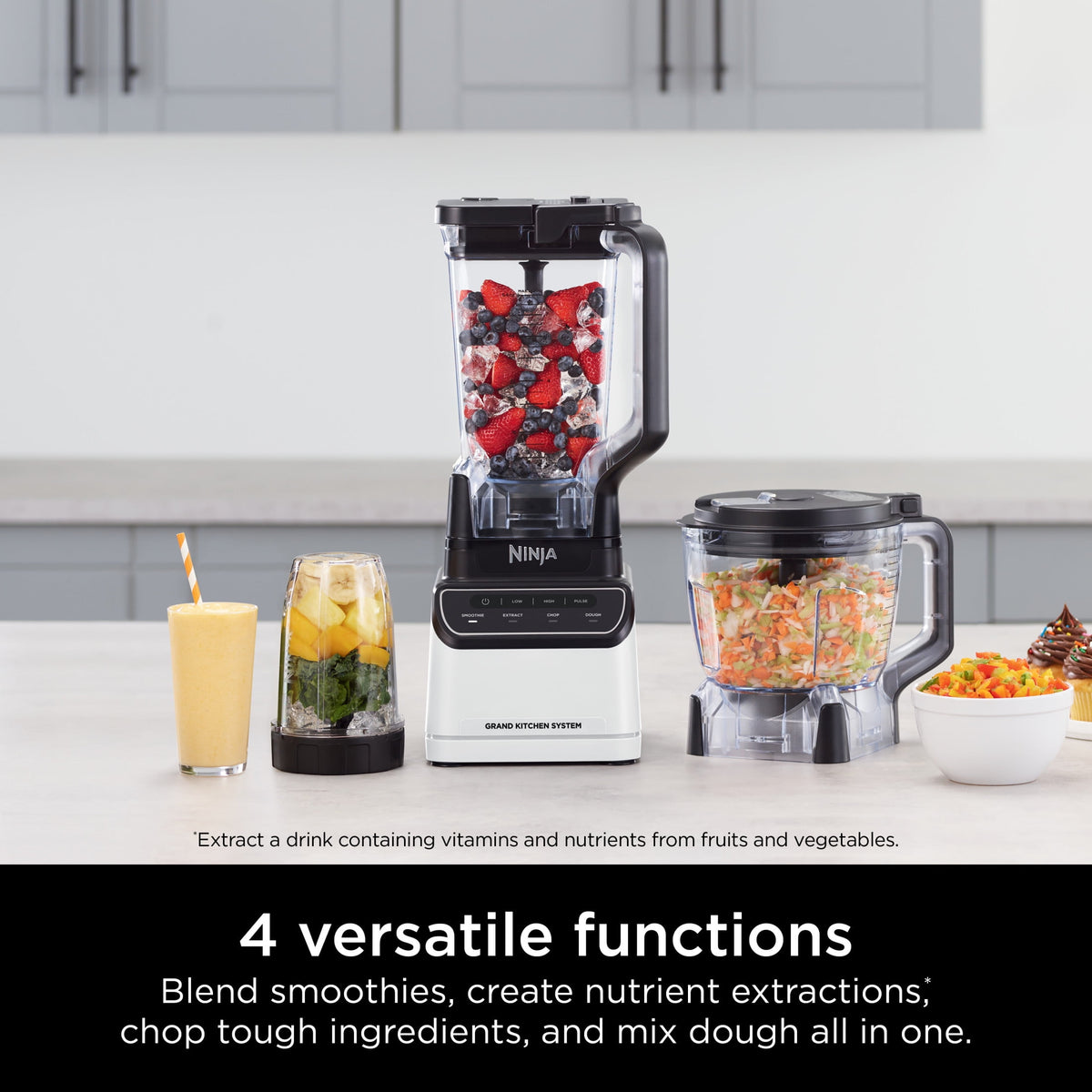 Ninja Grand Kitchen System 1200 Watts, Blender, 4 Preset Auto-iQ Progr ...