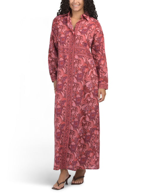 BINDU Border Print Maxi Shirt Dress – thefrumshopper