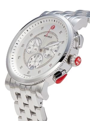 Michele 20MM Stainless Steel & Diamond Chronograph Bracelet Watch – The ...