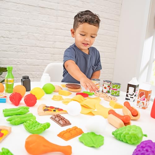 KidKraft 115-Piece Deluxe Tasty Treats Pretend Play Food Set, Plastic ...