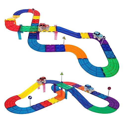 PicassoTiles 30 Piece Race Car Track Building Block Educational Toy Se ...