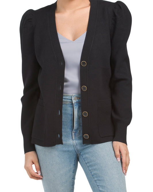GREIGE Double Knit Puff Sleeve Cardigan – The Frum Shopper